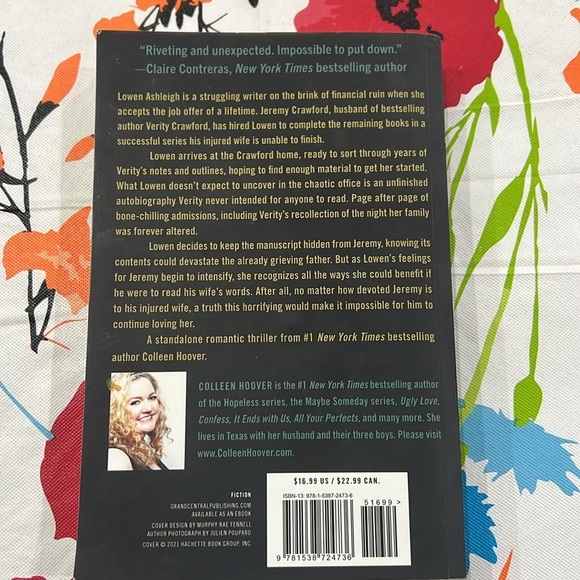 colleen hoover | Other | Verity By Colleen Hoover Book | Poshmark